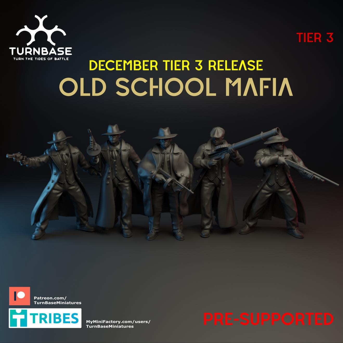Turnbase Modern Miniatures, Old School Mafia, Criminals, 5 Minifigures ...