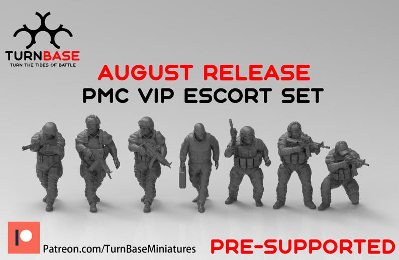 Turnbase Modern Miniatures PMC VIP Escort Set, 7 Minifigures, 15mm 20mm ...