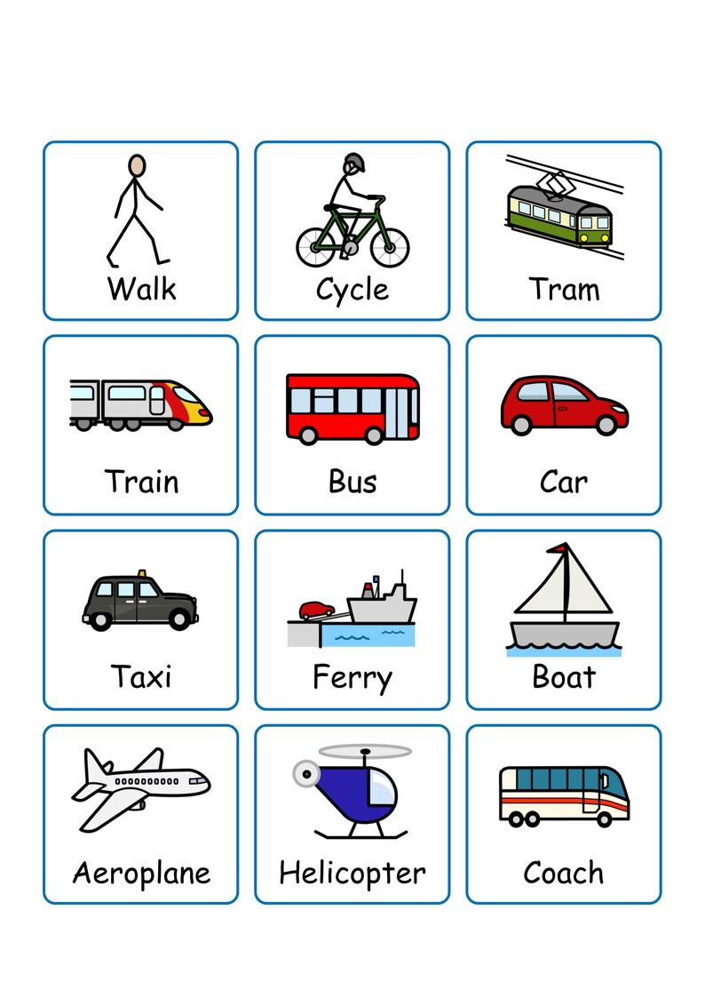 Transport Themed Visual Support Symbols for the Autistic Community ...