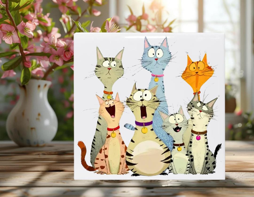 Snarky Cat Graphic Tile Funny Feline Home Decor 6x6 Ceramic Freak
