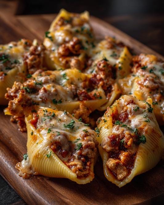 Stuffed Pasta Shells Recipe: Baked Italian Dinner (printable PDF A5 ...