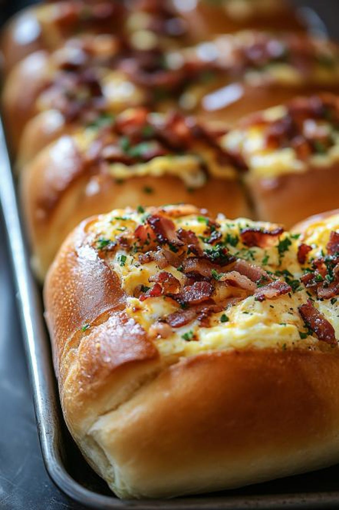 Breakfast Egg Bacon Cheese Bread Rolls Recipe PDF | Easy Delicious ...