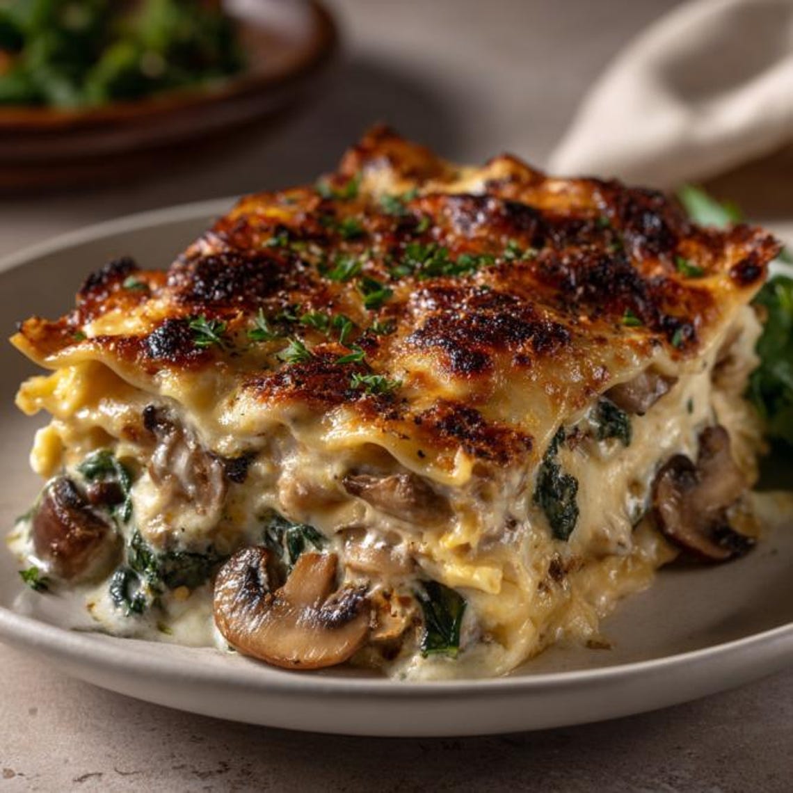 Creamy Mushroom Spinach Lasagna Recipe PDF – Printable Vegetarian ...