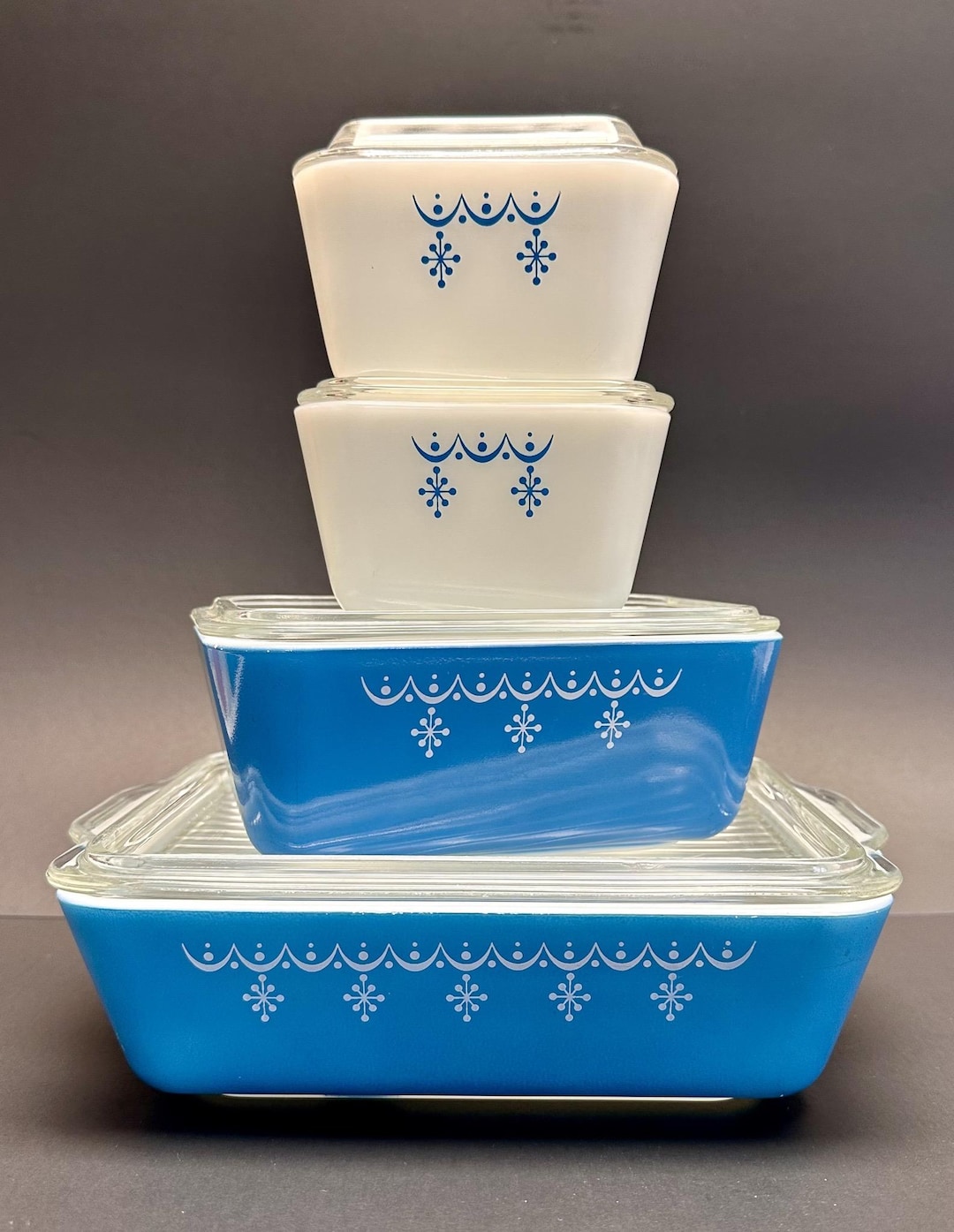 Pyrex Vintage Snowflake Garland Refrigerator Dishes (fridgies) - Etsy