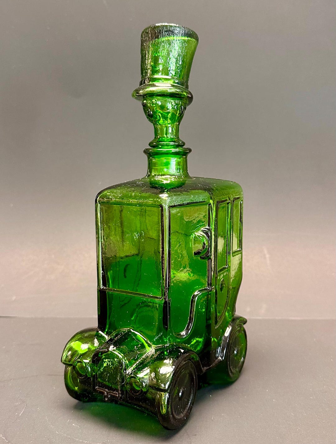 Vintage Depose Bessi Italian Green Glass Driver Decanter - Etsy