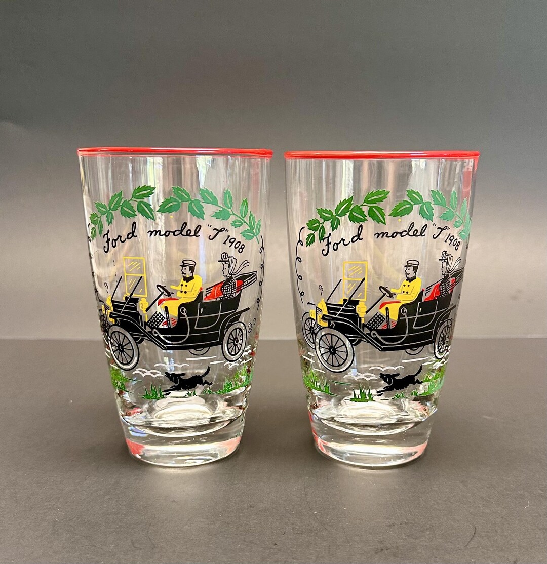 Vintage Libbey Ford Model-t Glasses - Etsy