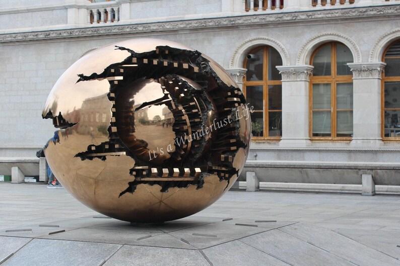 Dublin Sphere Sculpture Print | Trinity College Ireland (digital ...