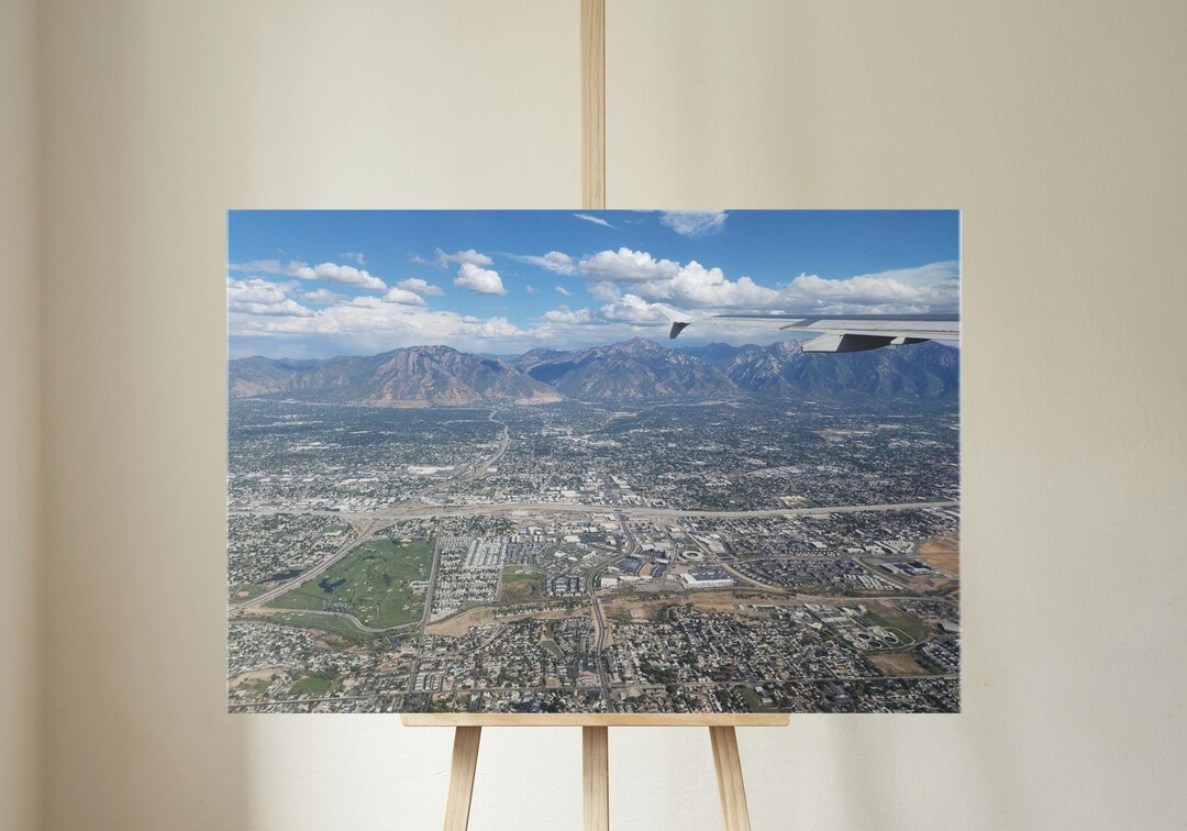 Aerial View of Salt Lake City Utah From Airplane Window Gallery Wrapped ...