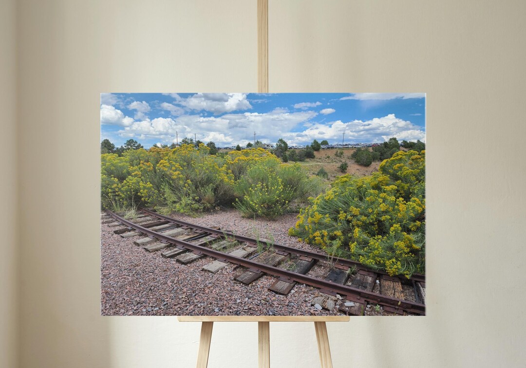 Colorado Rustic Railroad Tracks Gallery Wrapped Canvas, Wildflower ...