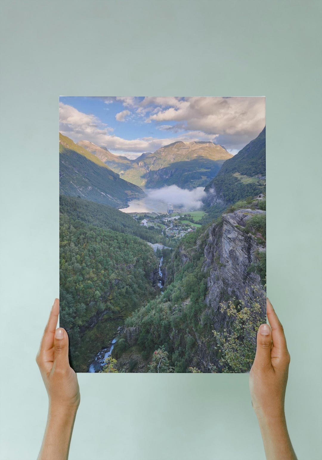 Breathtaking Geiranger Fjord View From Cliff in Norway With Cruise Ship ...