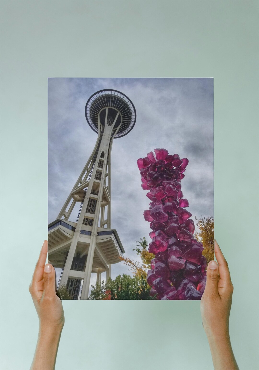 Seattle Space Needle Art Print – Purple Glass Sculpture (digital ...