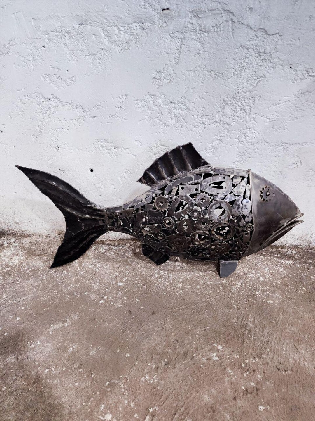 Recycled Iron Fish Sculpture: Handmade Rustic Coastal Wall Art - Etsy