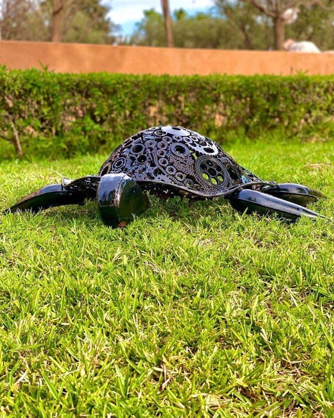 Recycled Metal Turtle Sculpture – Iron Sea Turtle Statue – Handmade ...
