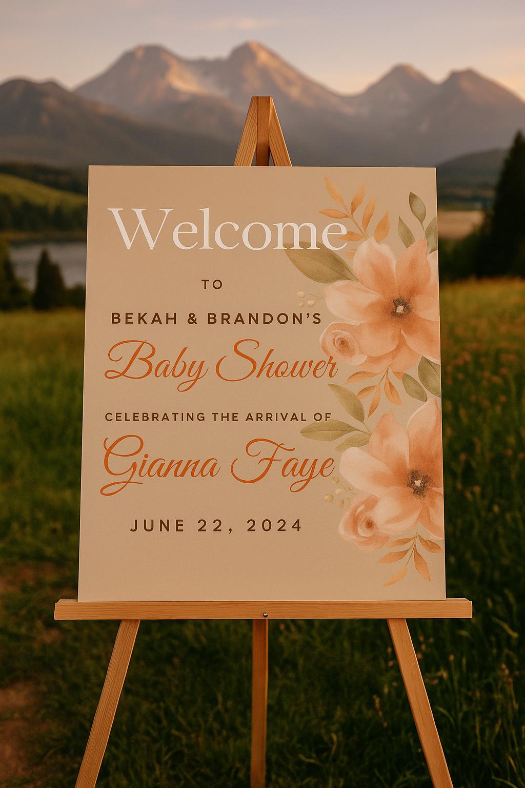 Pink Floral Baby Shower Welcome Sign Template (digital Download) - Etsy