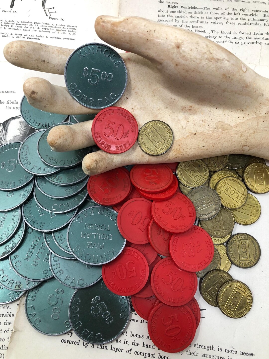 3 Coin Set Prison Inmate Commissary Trade Token Real Used Vintage 1930s ...