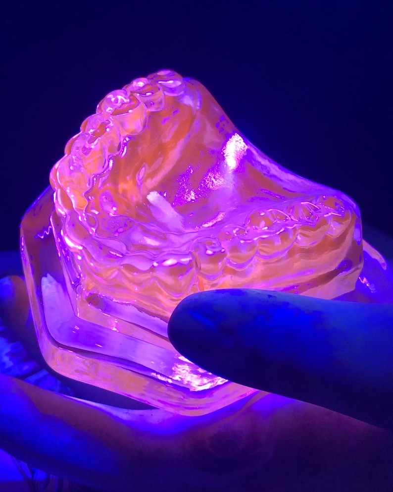 Blue Glass Human Teeth Mold UV Black Light Reactive Selenium for ...