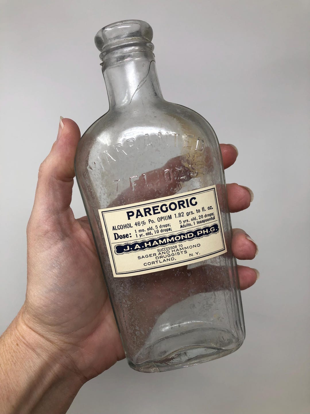 Paregoric Opium Glass Poison Bottle - Opioid - Cartland New York ...