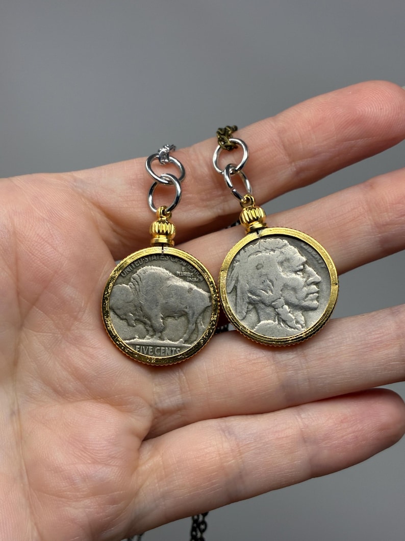 Real Buffalo Indian Head Nickel Coin Pendant Necklace - Real Vintage ...