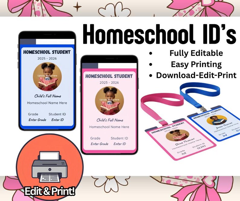 Editable Homeschool Student ID Card Canva Template (digital Download ...