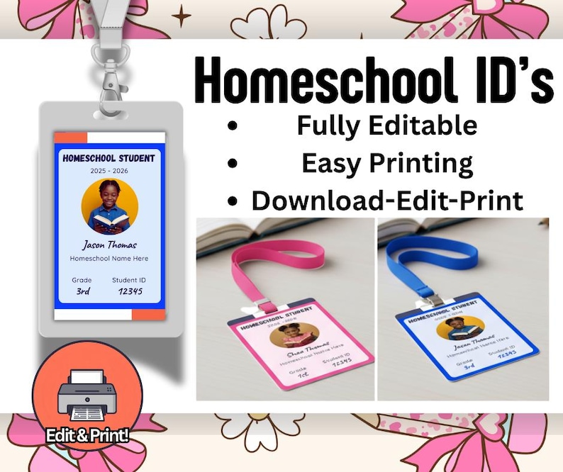 Editable Homeschool Student ID Card Canva Template (digital Download ...