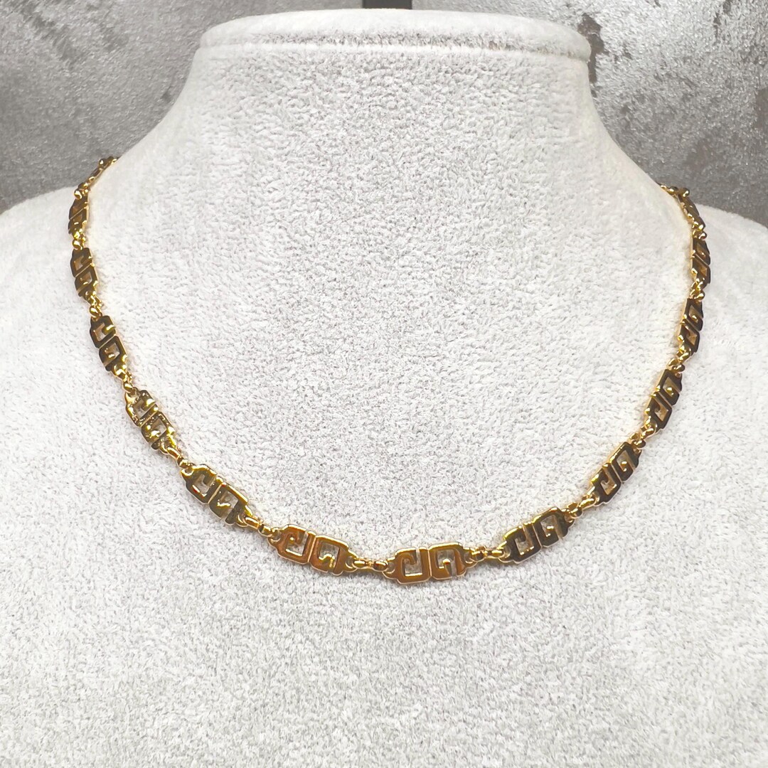 Vintage Givenchy Gold Logo Plate Necklace 1990s Designer Jewelry - Etsy