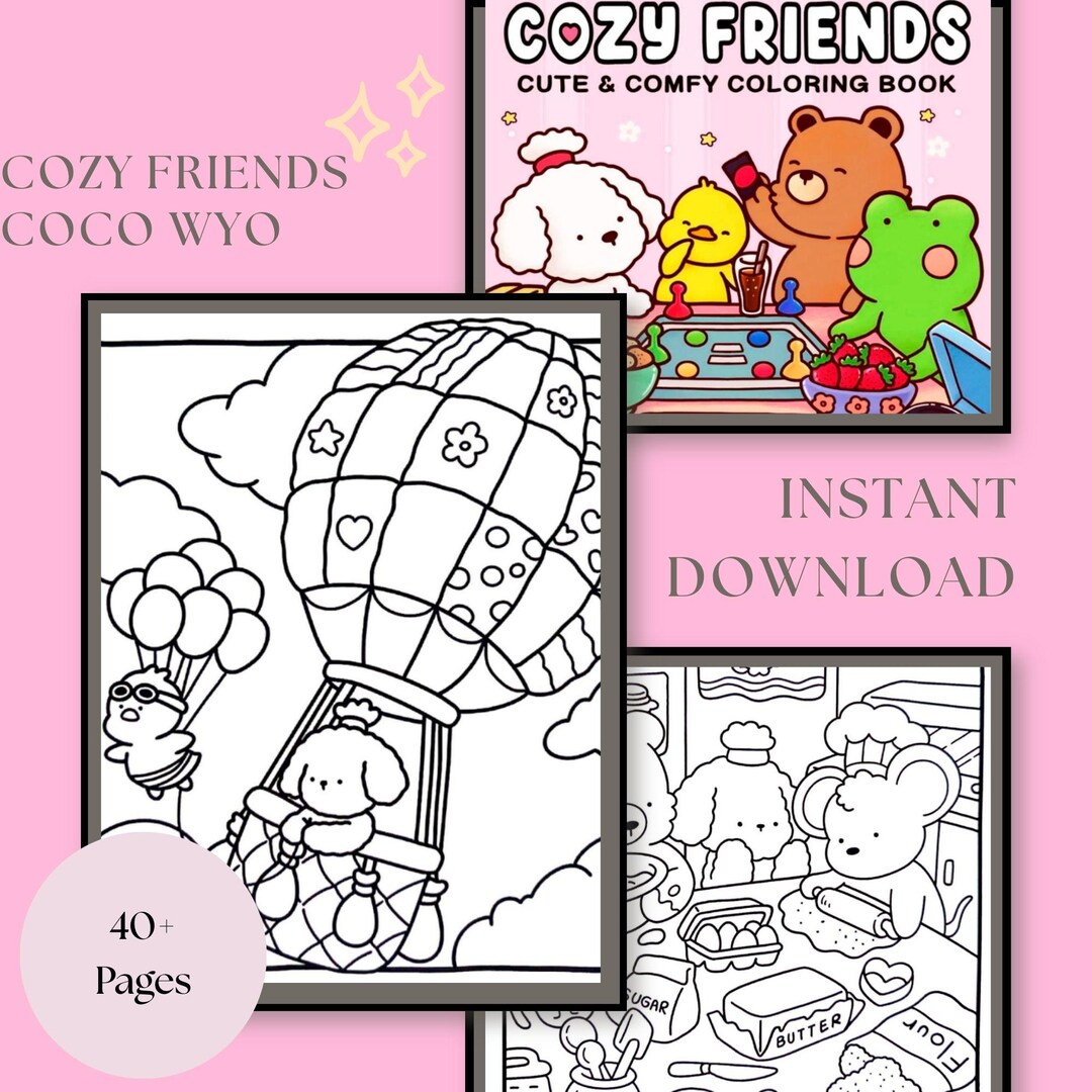Cozy Friends Coloring Book - Printable PDF by Coco Wyo | Adorable ...