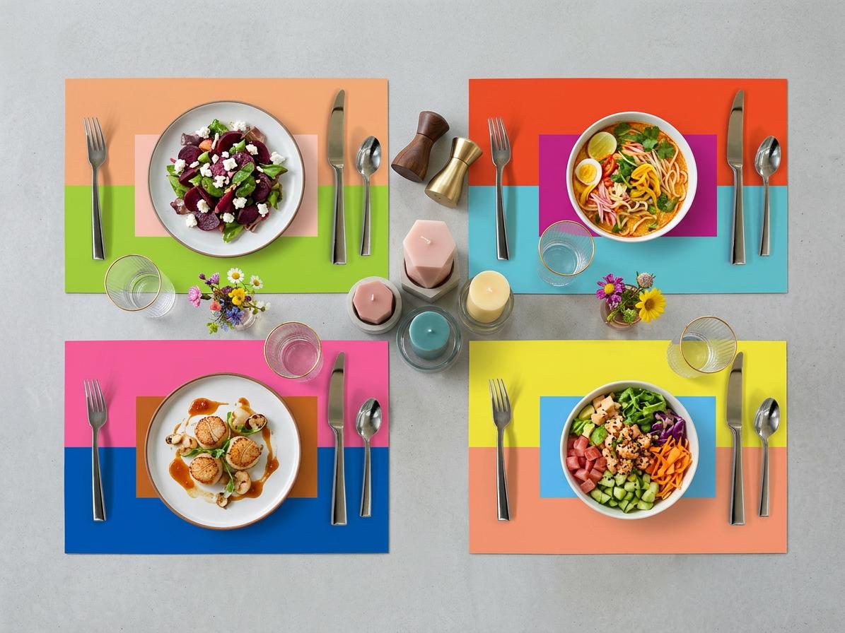Colorblock Paper Placemats Light – Reusable Laminated or Disposable ...