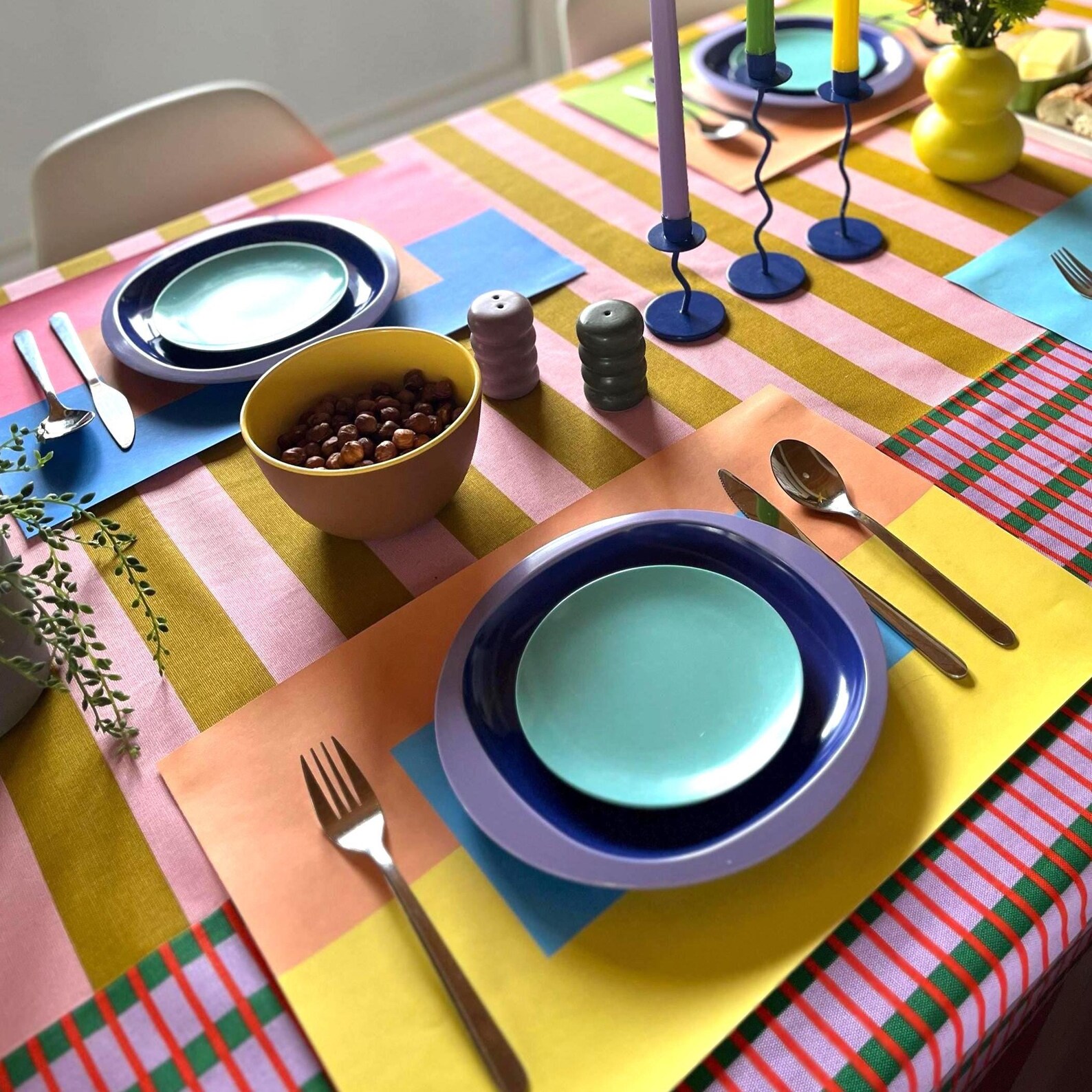 Colorblock Paper Placemats Light – Reusable Laminated or Disposable ...