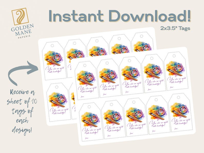 Teacher Appreciation Gift Tags: Printable Thank You Notes (digital ...
