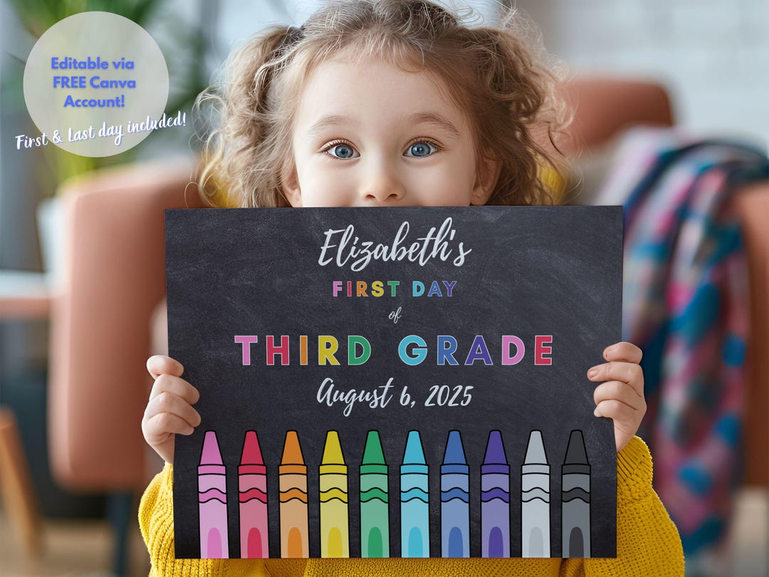 Editable First Day of Third Grade Sign | Custom School Sign | 8.5x11 ...