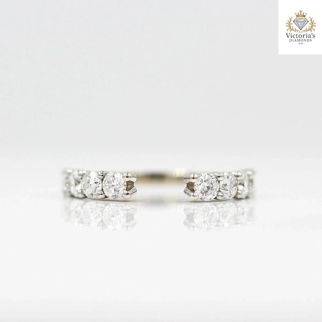 Colorless Lab Diamond Open Band, Bubble Prong Set 14K Gold Wedding Ring ...