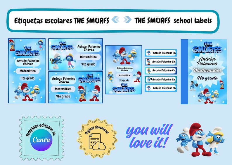 The Smurfs Etiquetas Escolares, Smurfs Stickers Escolares, Smurfs ...