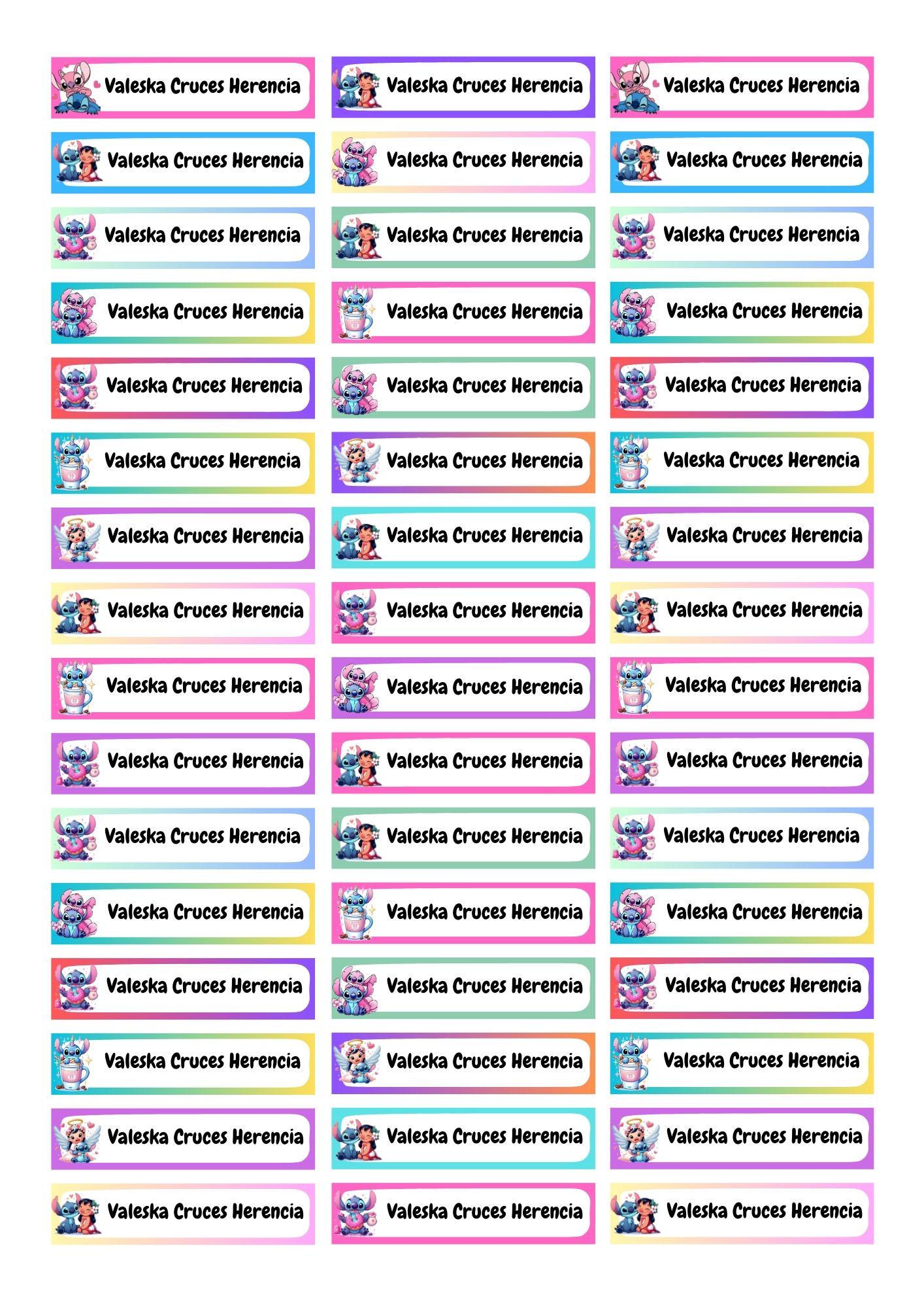 STICH Etiquetas Escolares, Stickers Escolares Imprimibles, Digital ...