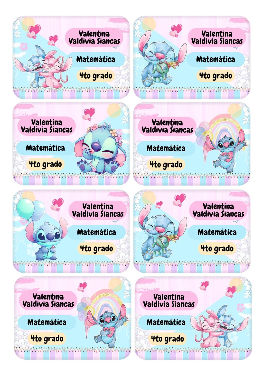STICH Etiquetas Escolares, Stich Stickers Escolares, Stich School Label ...