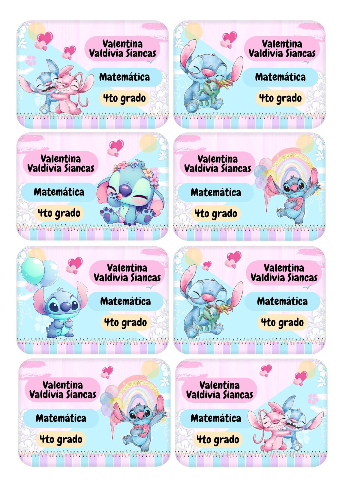 STICH Etiquetas Escolares, Stich Stickers Escolares, Stich School Label ...