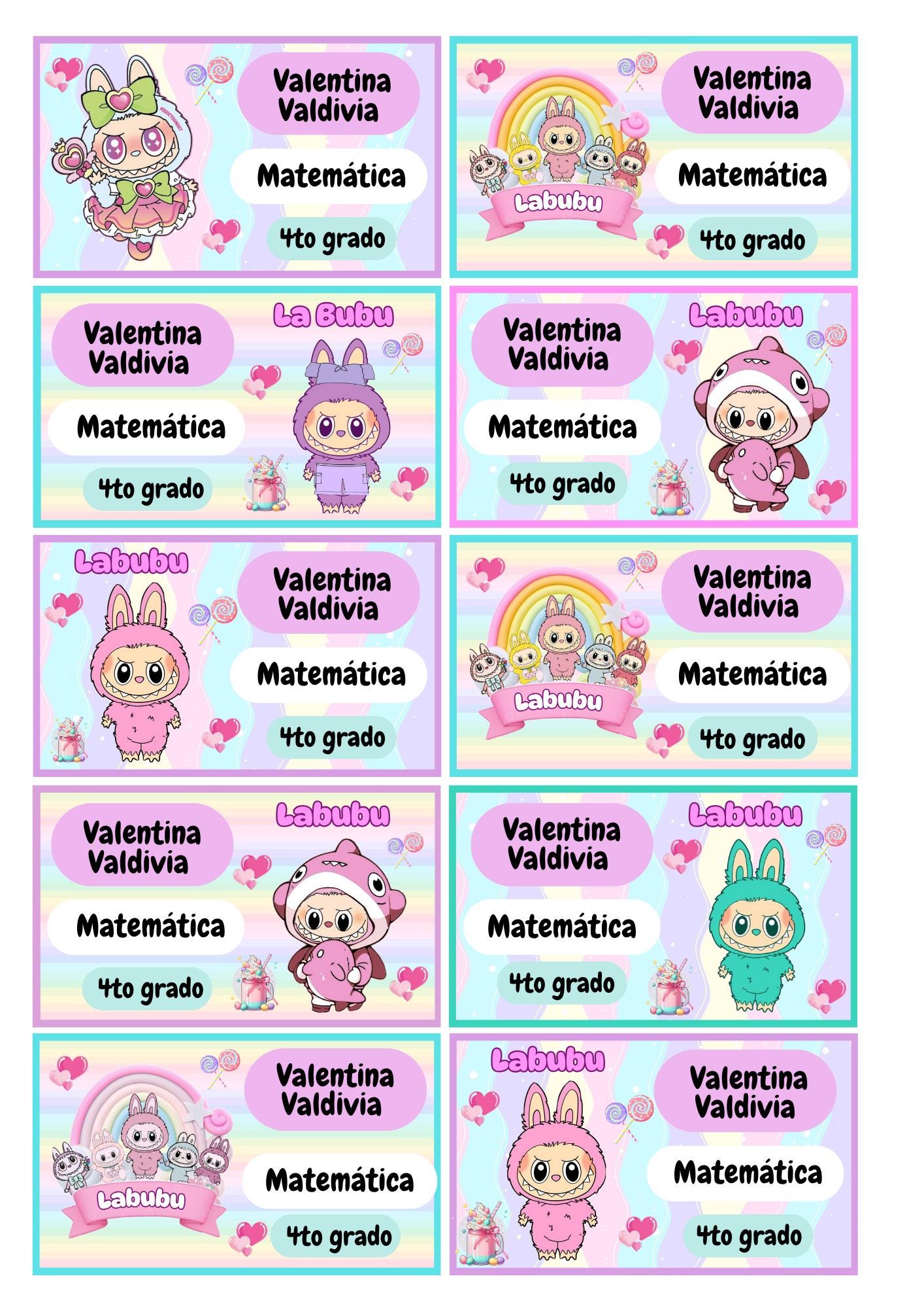 Labubu Etiquetas Escolares Labubu Stickers Escolares Labubu School ...