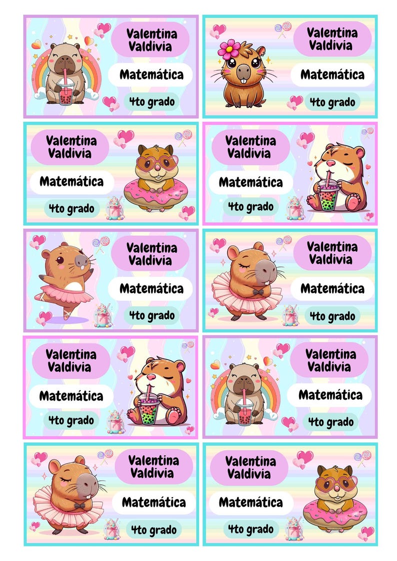 Capibara Etiquetas Escolares Capibara Stickers Escolares Capibara ...