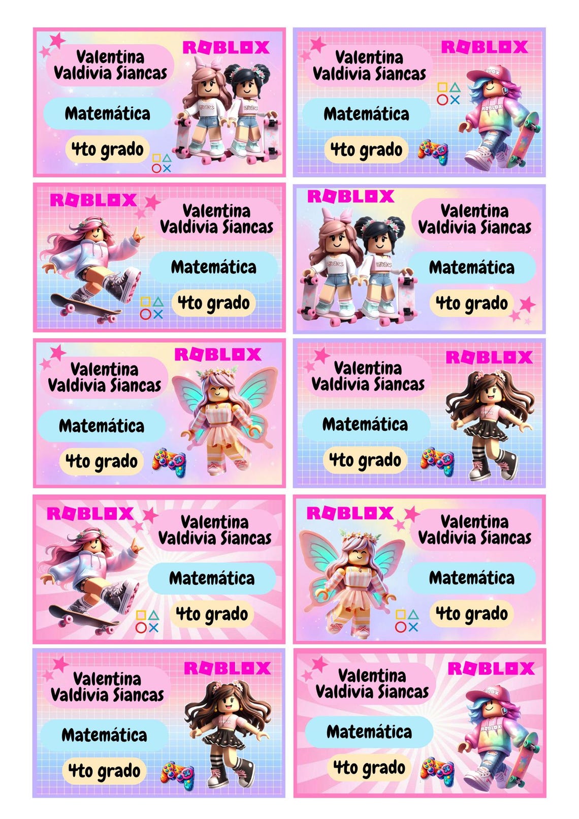 Girls Roblox Etiquetas Escolares, Girls Roblox Stickers Escolares Girls ...