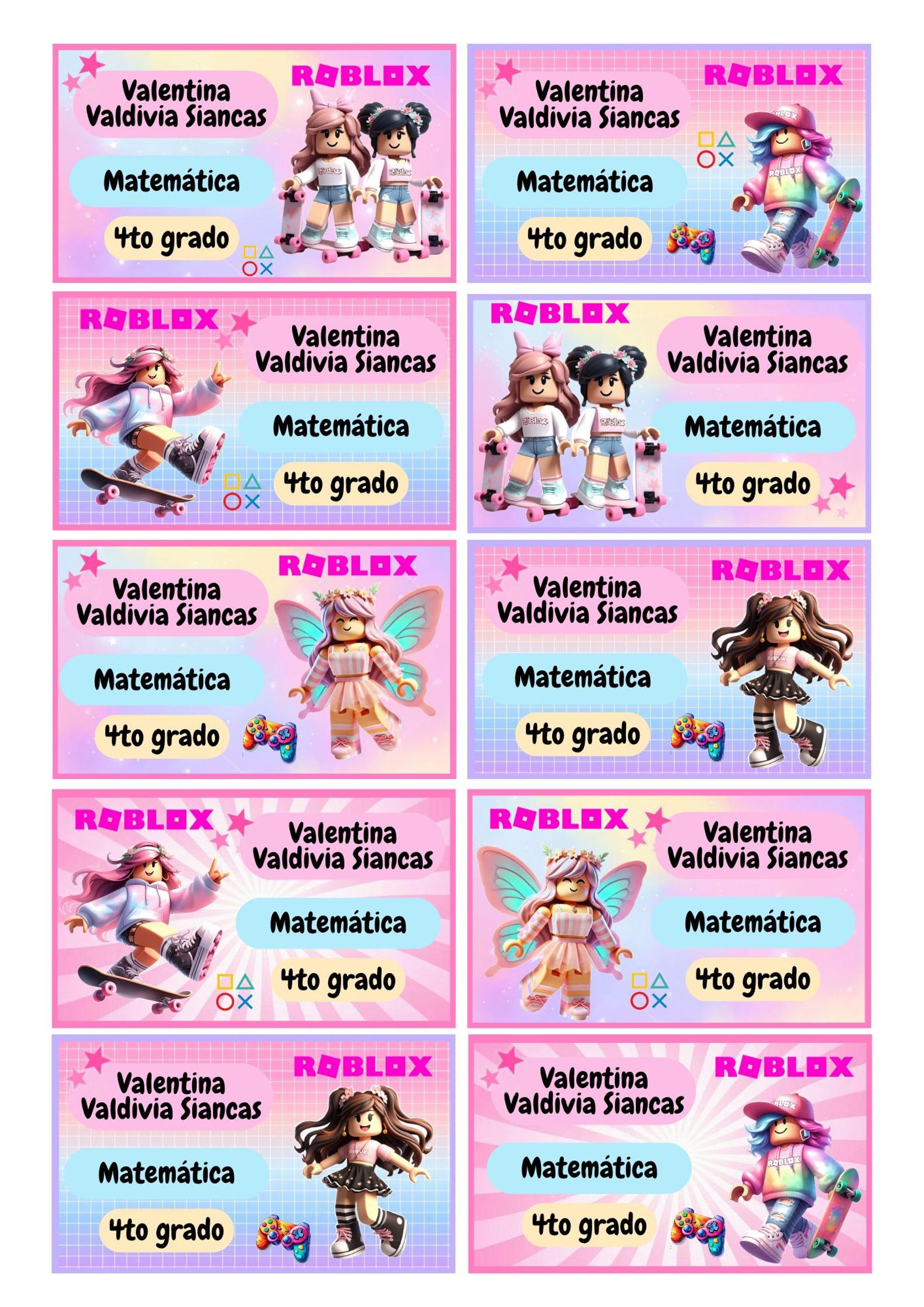 Girls Roblox Etiquetas Escolares, Girls Roblox Stickers Escolares Girls ...
