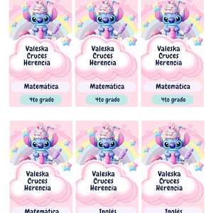 STICH Etiquetas Escolares, Stickers Escolares Imprimibles, Digital ...