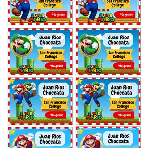 MARIO BROSS Etiquetas, Stickers Escolares Imprimibles, Digital ...