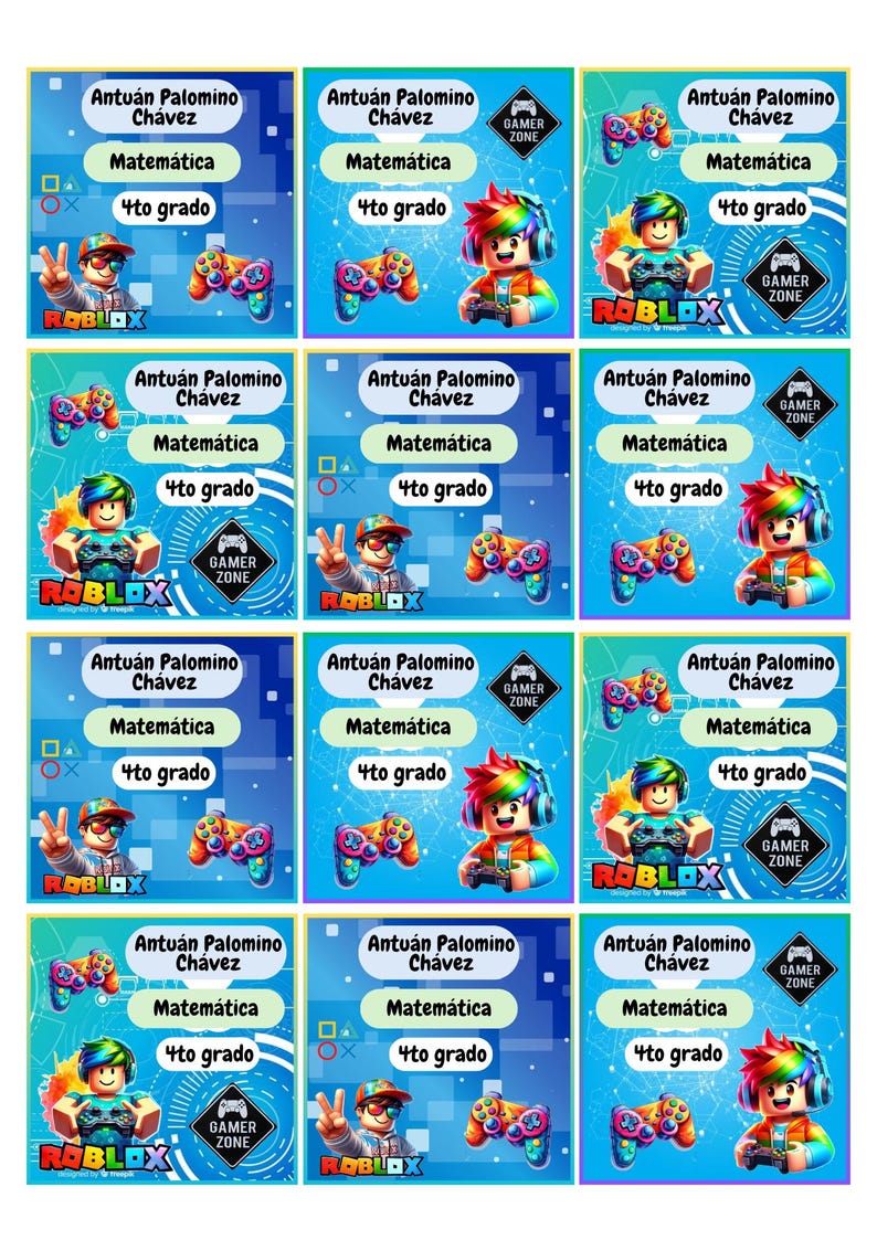 Roblox Etiquetas Escolares, Roblox Stickers Escolares Roblox School ...