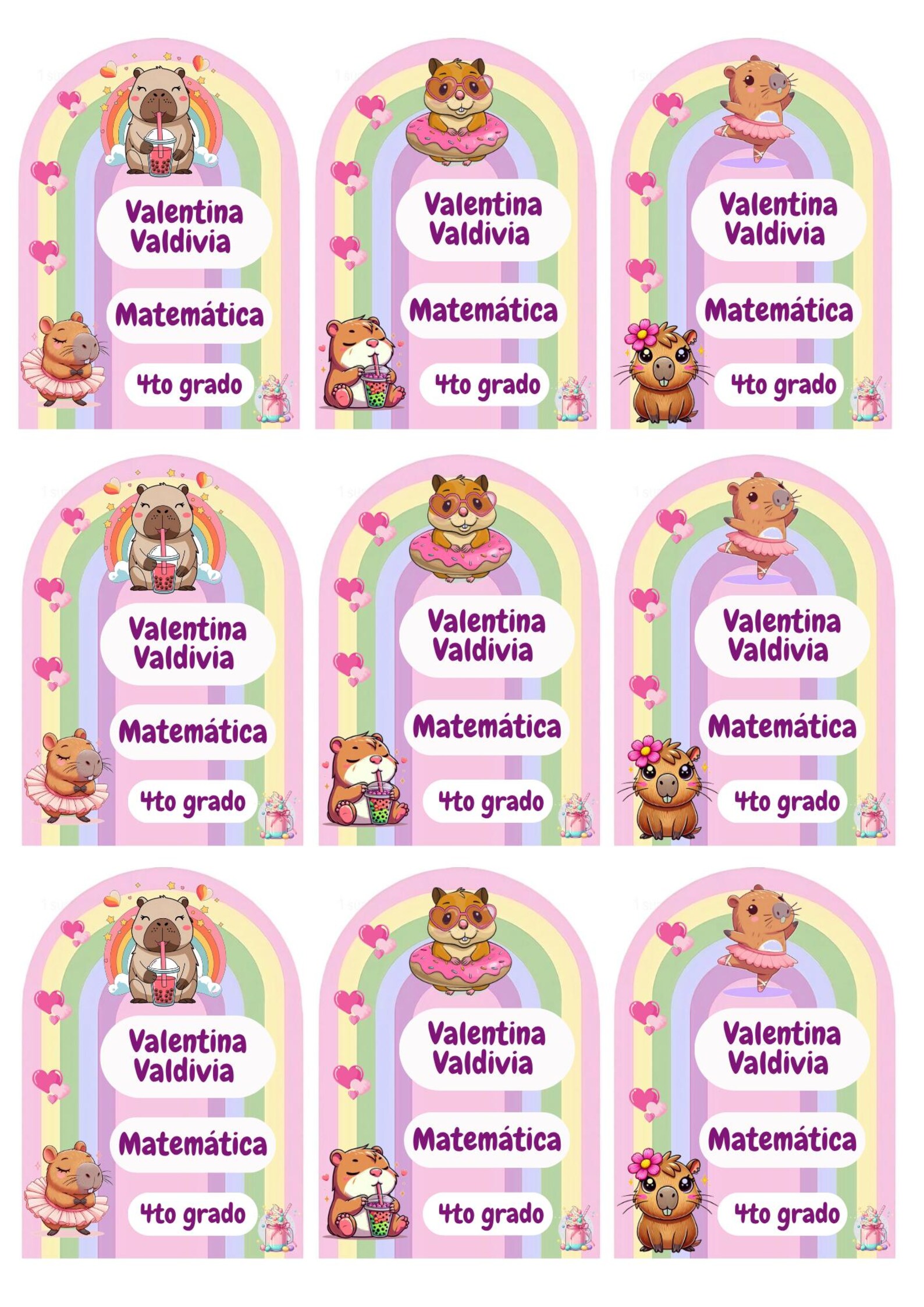 Capibara Etiquetas Escolares Capibara Stickers Escolares Capibara ...