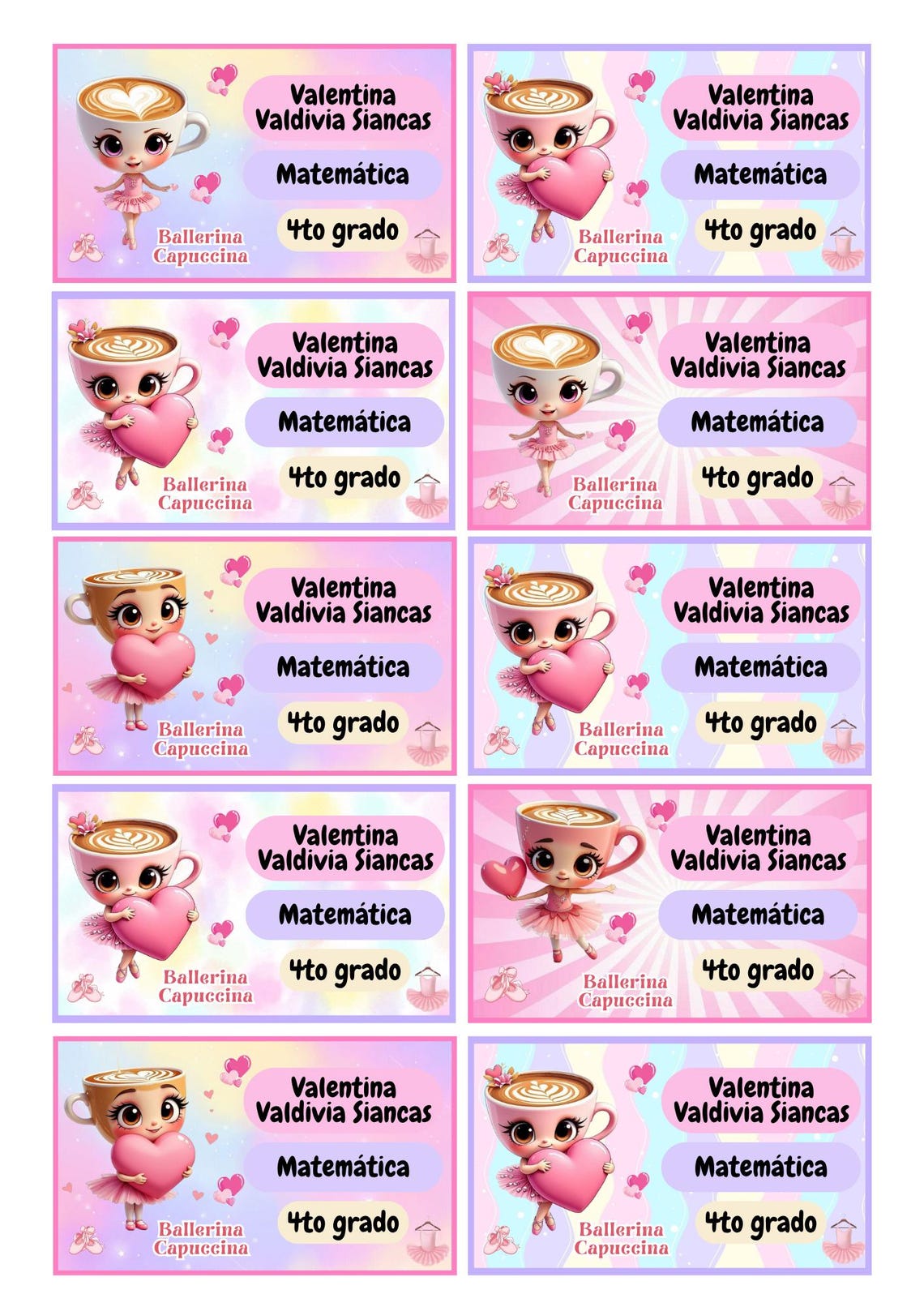 Ballerina Capuccina Etiquetas Escolares, Capuchina Stickers Escolares ...