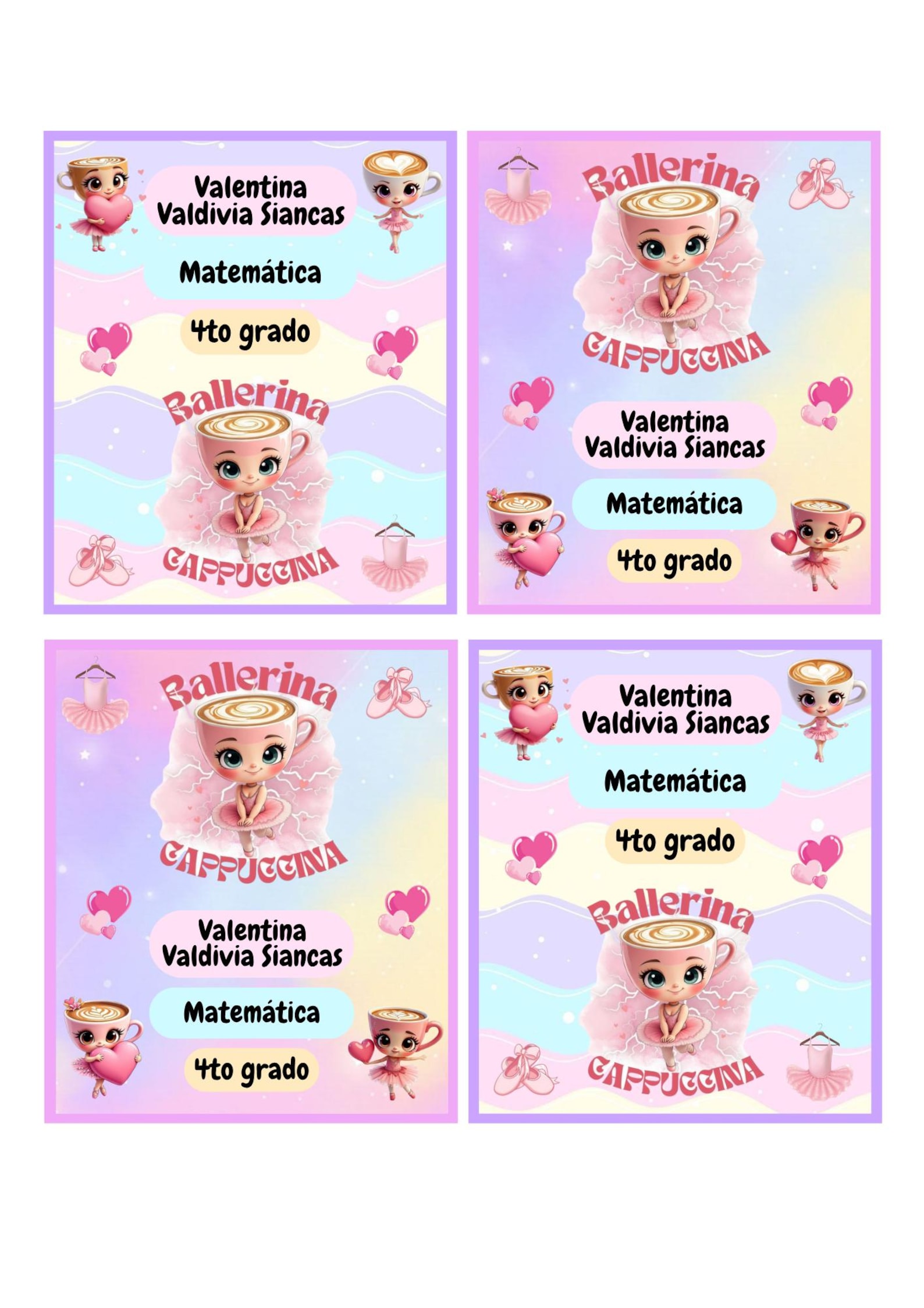 Ballerina Capuccina Etiquetas Escolares, Capuchina Stickers Escolares ...