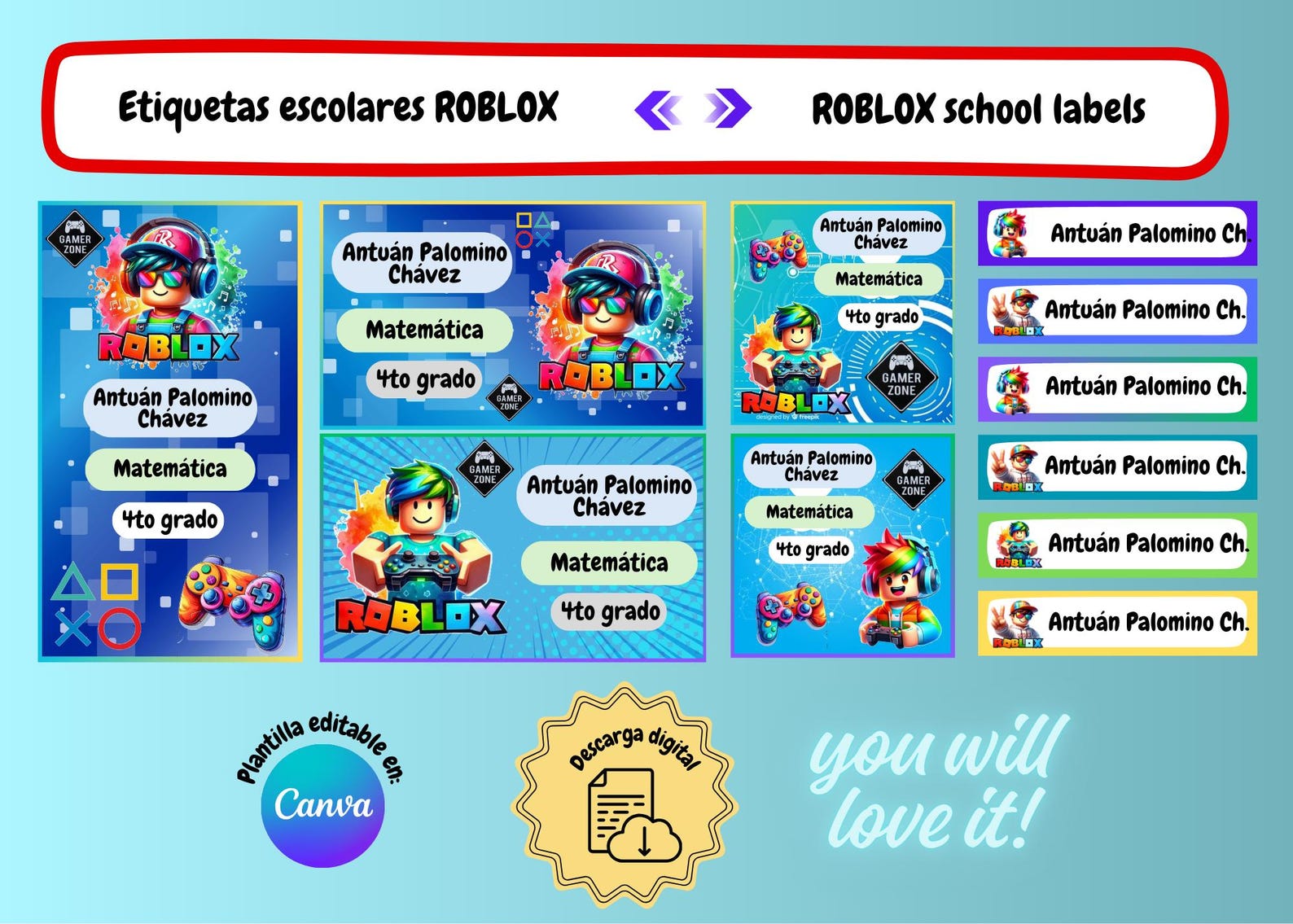 Roblox Etiquetas Escolares, Roblox Stickers Escolares Roblox School ...