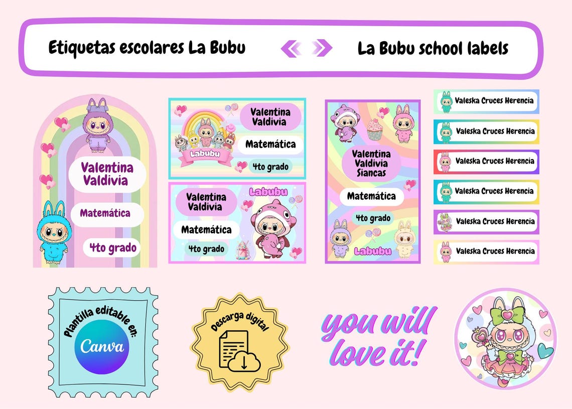 Labubu Etiquetas Escolares Labubu Stickers Escolares Labubu School ...