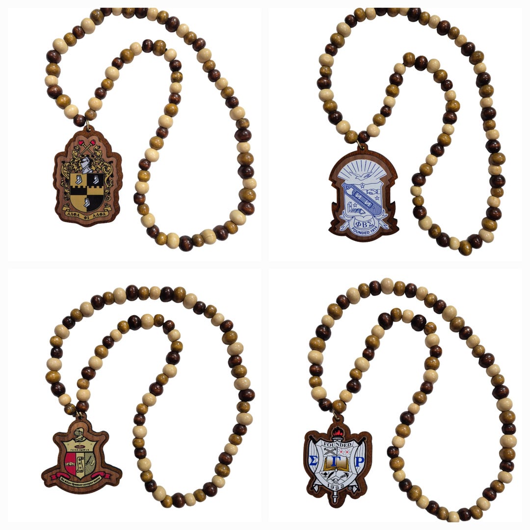 Divine 9 Tiki Crest Wood Bead Necklace - Etsy