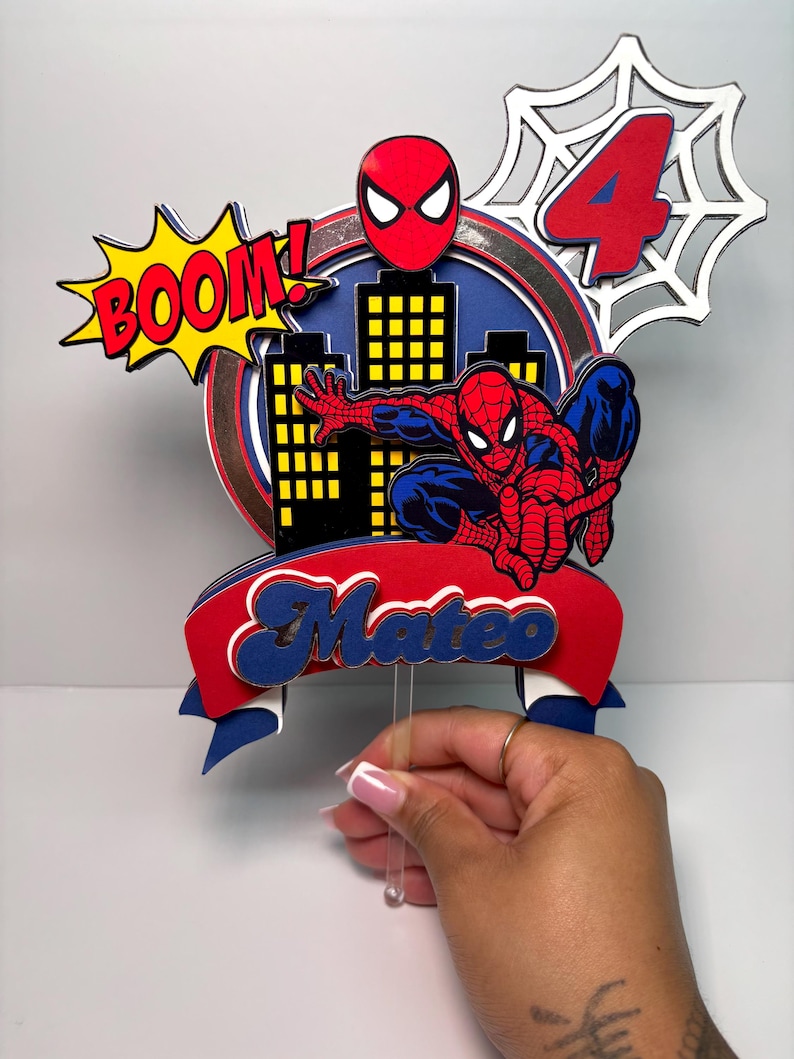 Personalized Spiderman Birthday Cake Topper | Custom Name Superhero ...