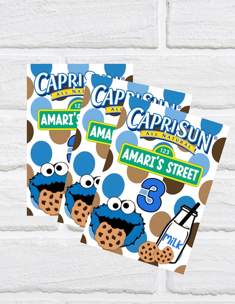 Cookie Monster Capri Sun Labels | Personalized Party Favors - Etsy